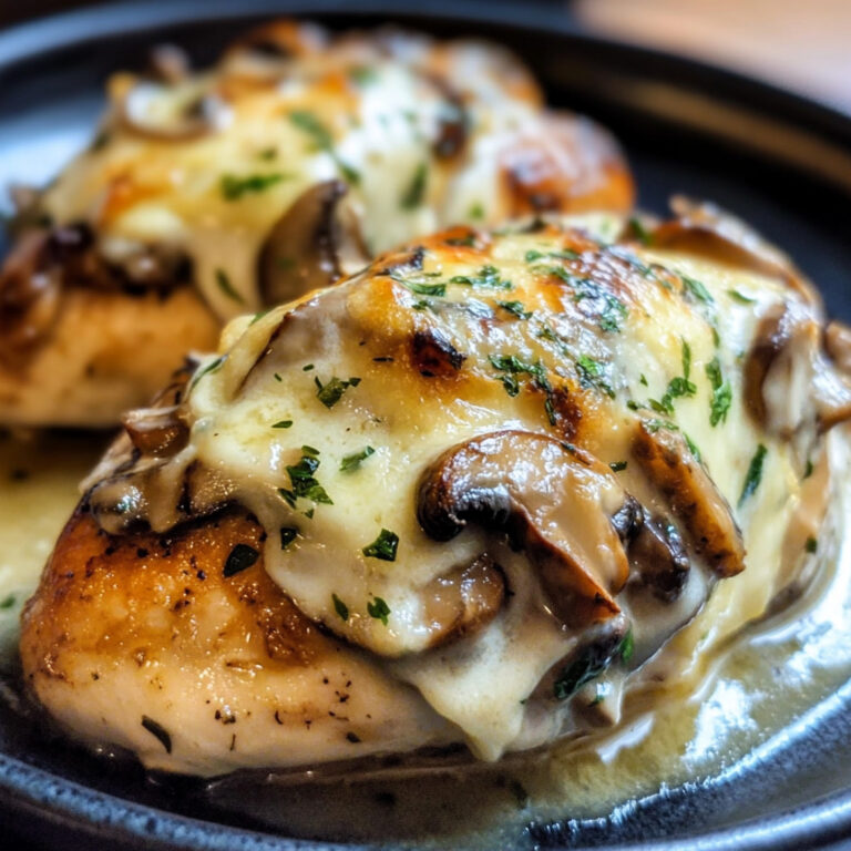 Delicious Cheesy Garlic Butter Mushroom Stuffed Chicken Recipe