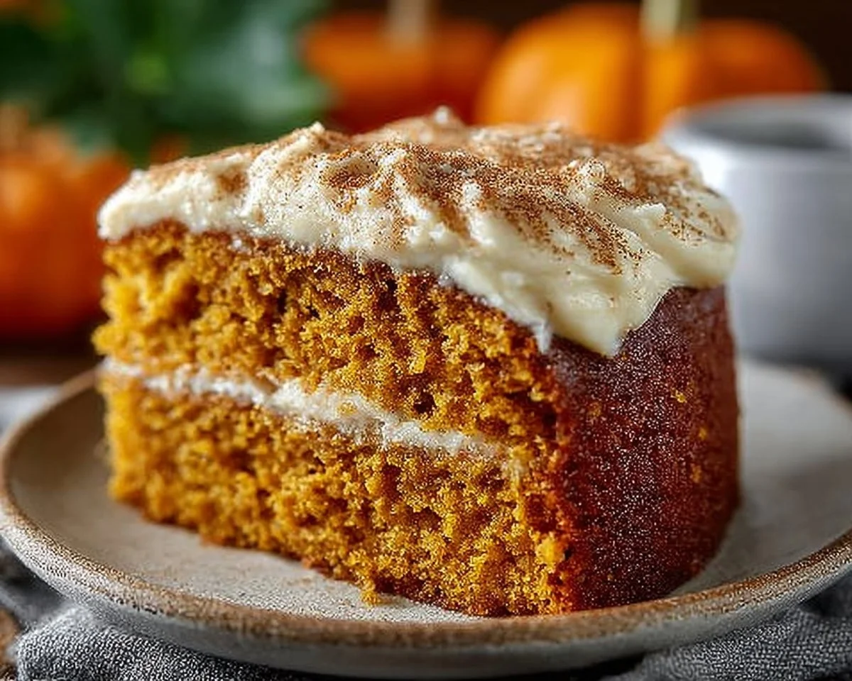 Pumpkin Cake with Cinnamon Cream Cheese Frosting