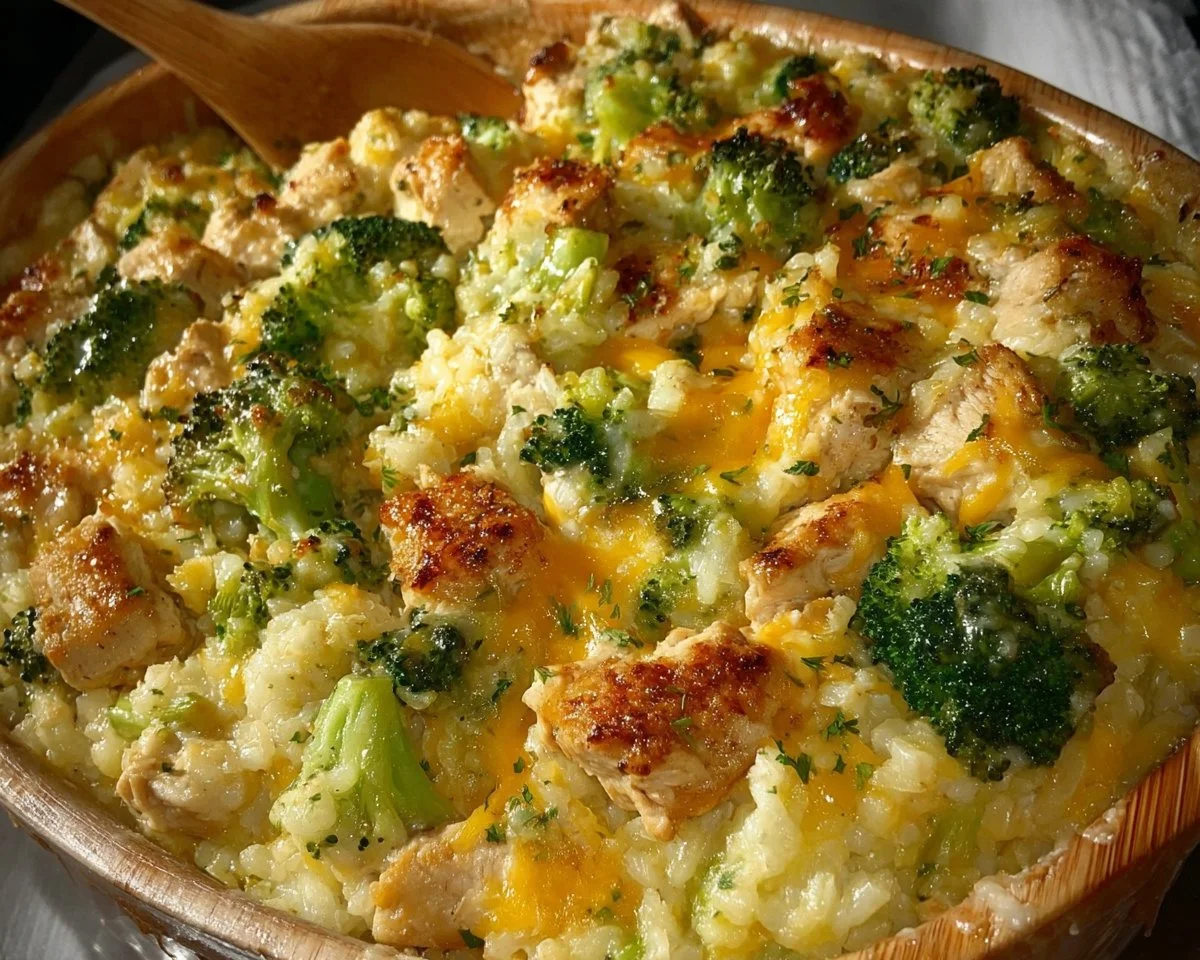 Broccoli, Rice, Cheese, and Chicken Casserole