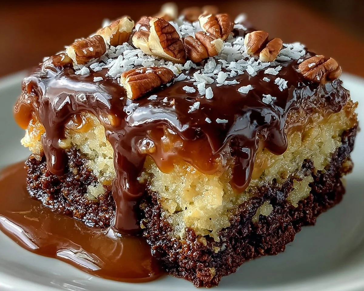 German Chocolate Poke Cake